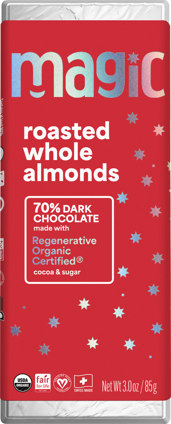 Roasted Whole Almonds 70% Dark Chocolate Bar - 5-pack – Magic Chocolate