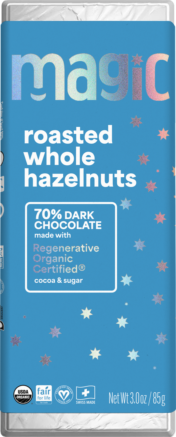 Roasted Whole Hazelnuts 70% Dark Chocolate Bar - 5-pack – Magic Chocolate